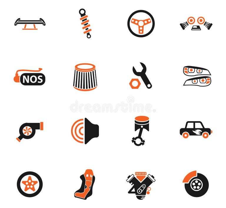 Auto tuning icon set stock vector. Illustration of loudspeaker - 123441215