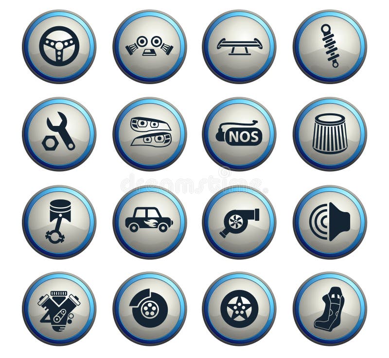 Auto tuning icon set stock vector. Illustration of headlights - 128287164