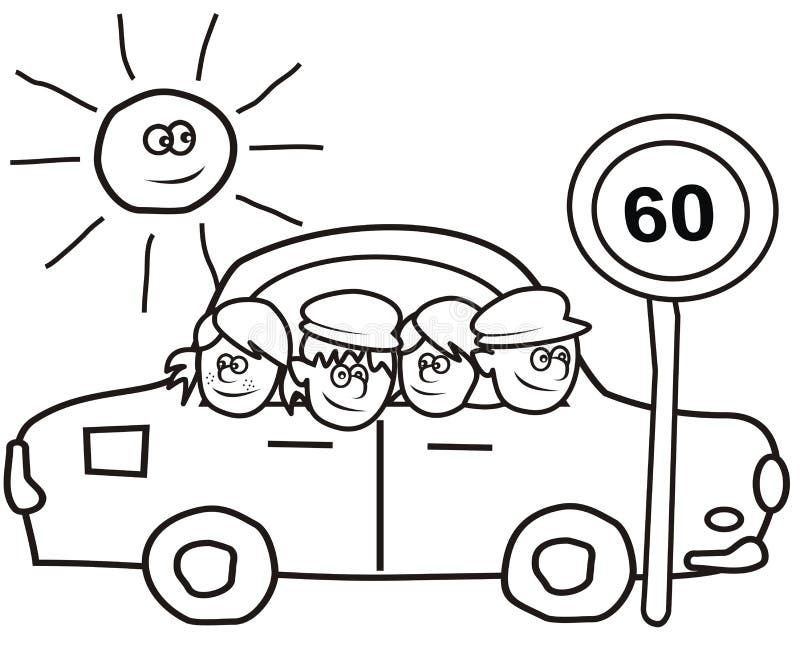 Auto und Kinder - Malbuch vektor abbildung. Illustration von kind ...