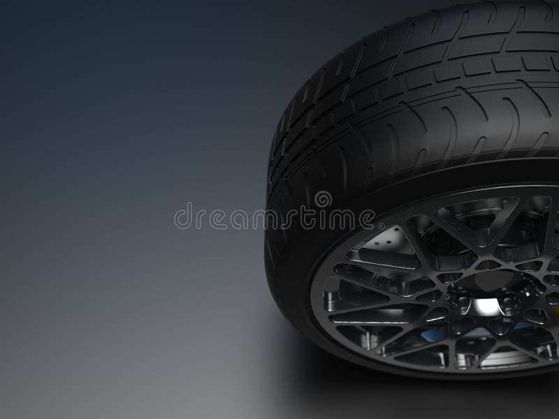 Auto Wheel with Chrome Plated on a Dark Background. Stock Illustration ...
