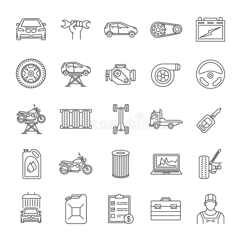 Auto Workshop Linear Icons Set Stock Vector - Illustration of outline ... Auto Workshop Linear Icons Set Stock Vector - Illustration of outline ...