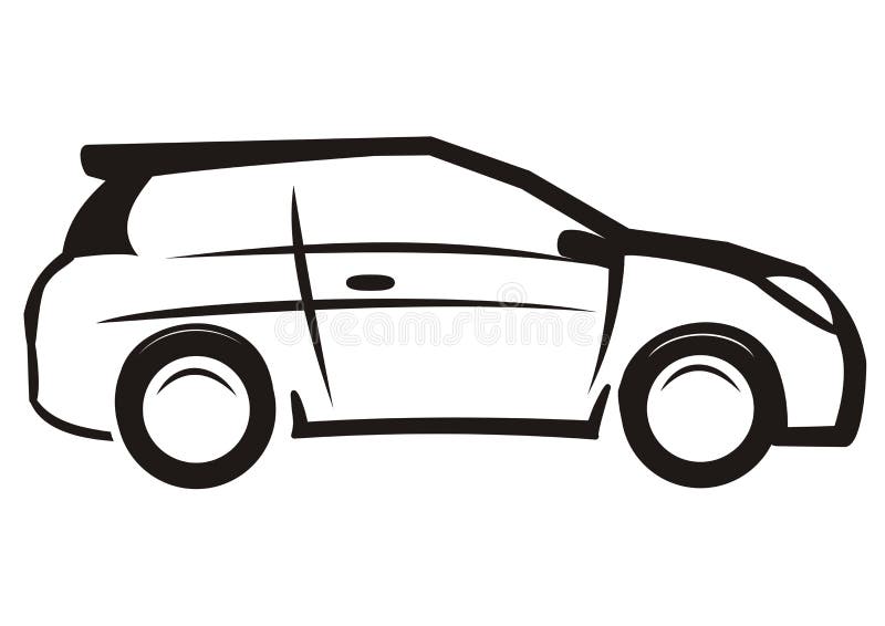 Auto, Zwart-witte Schets, Vectorpictogram Vector Illustratie ...
