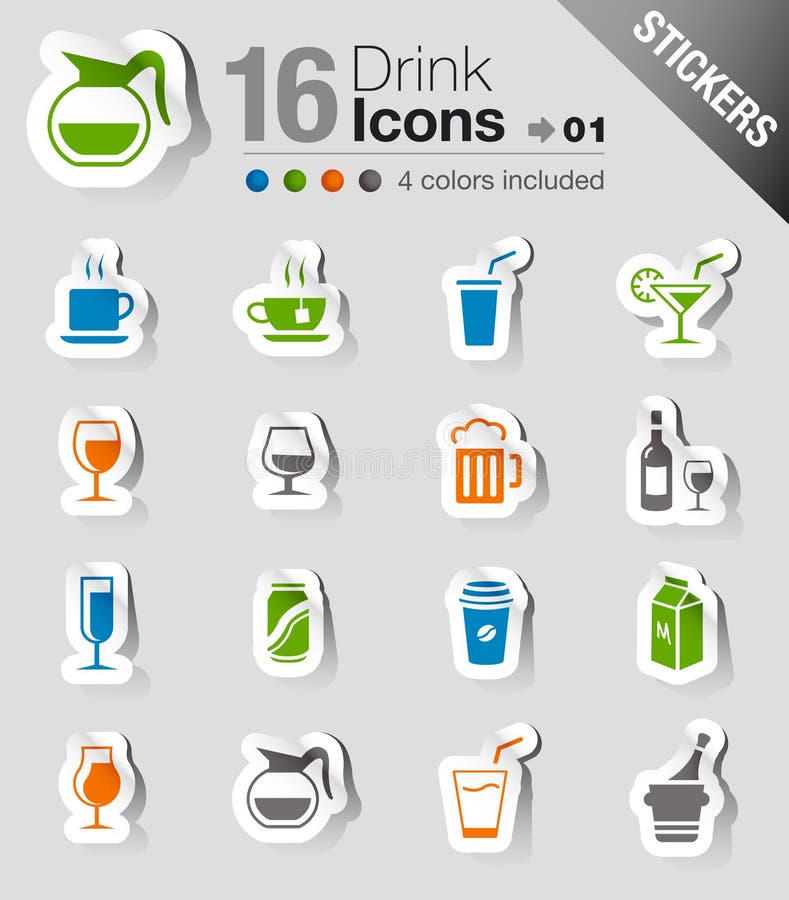 Autoadesivi - Icone Della Bevanda Illustrazione Vettoriale ...
