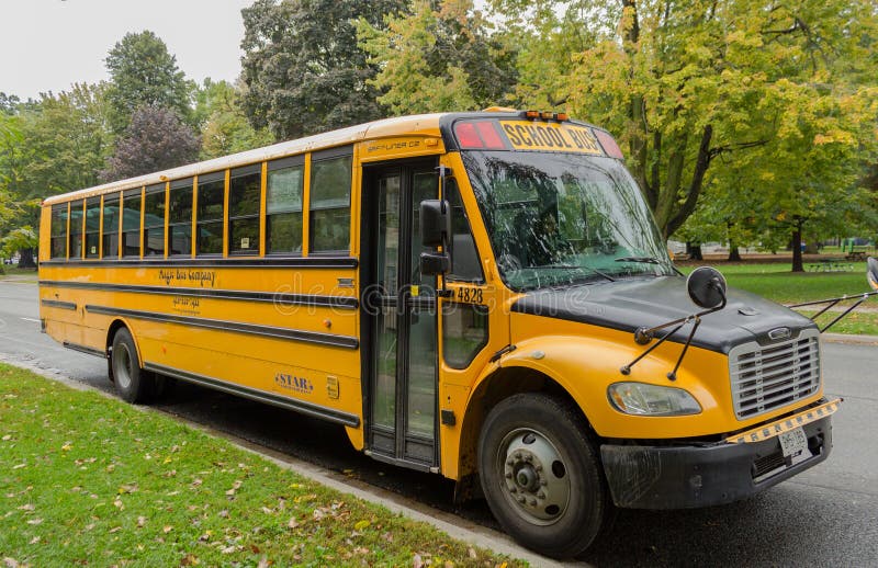 Autobuses Escolares Amarillos Parqueados En La Nieve Foto de archivo ...