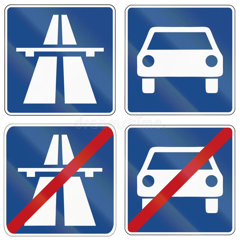 Autobahn and Fast Traffic Highway Signs in Germany Stock Illustration ...