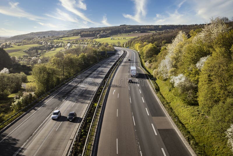 Autobahn landscape stock image. Image of lane, asphalt - 190394201
