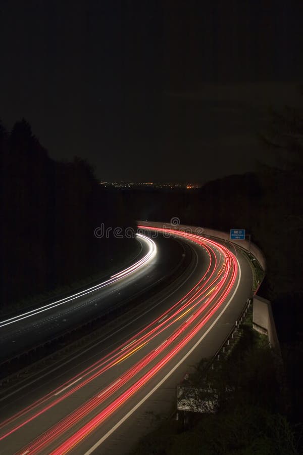 Autobahn by night stock image. Image of headlight, blur - 837025