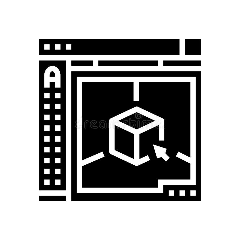 Autocad 3d Program Glyph Icon Vector Illustration Stock Vector ...