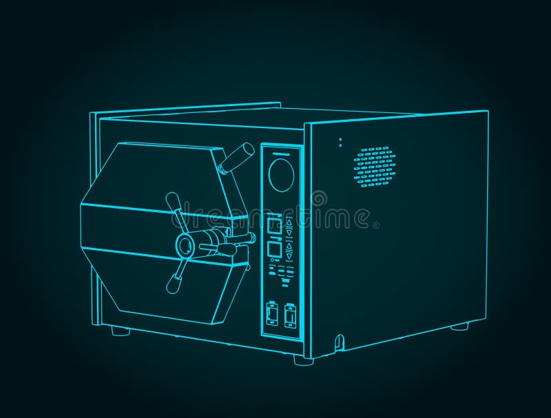 Autoclave Sterilizer Lab Equipment Isometric Blueprint Stock Vector ...