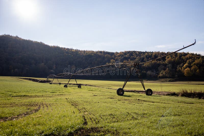 Automated Agriculture Irrigation System, Farming Stock Photo - Image of ...