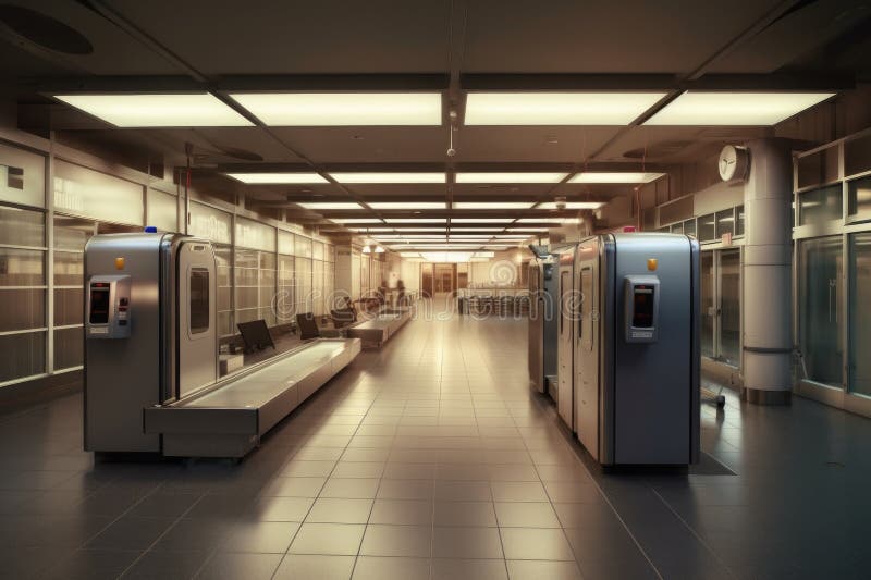 Automated Airport Security Checkpoint Technology Stock Illustration ...