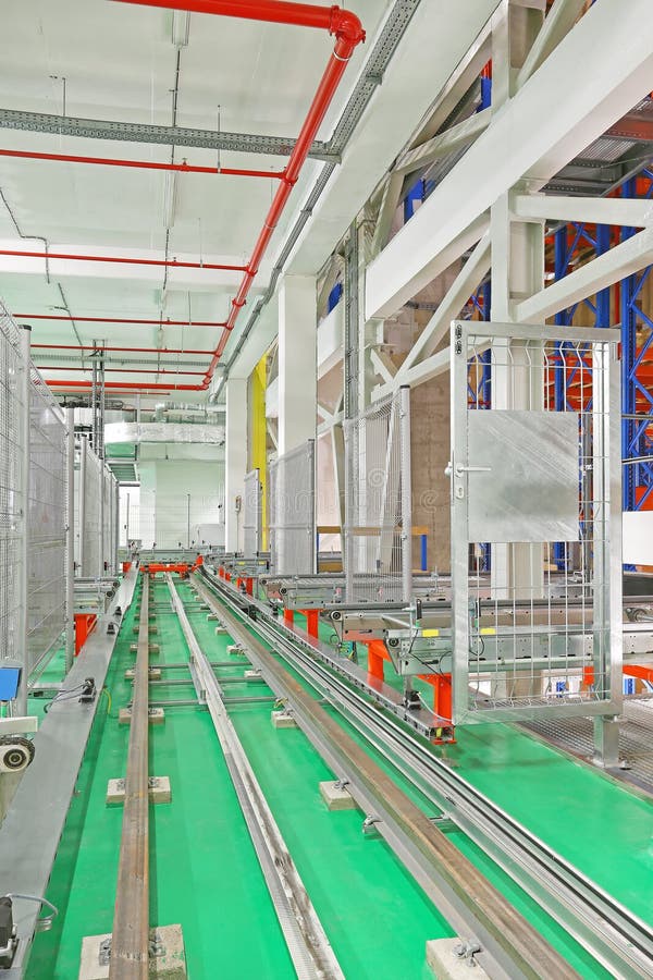 Automated Aisle Warehouse stock image. Image of conveyor - 118639647