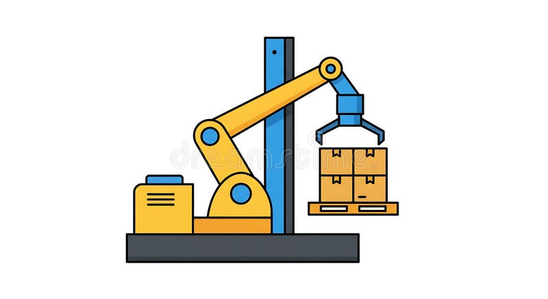 Automated Arm Lifting Boxes on Pallet Industrial Illustration Stock ...