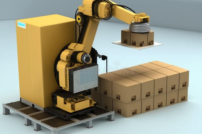 Automated Arm for Packaging Stock Illustration - Illustration of ...