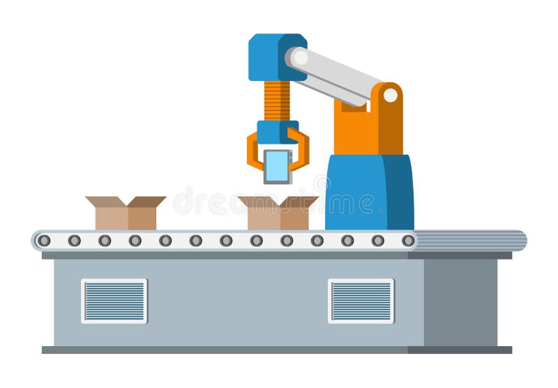 Assembly Line. Automated Conveyor System. Stock Vector - Illustration ... Assembly Line. Automated Conveyor System. Stock Vector - Illustration ...