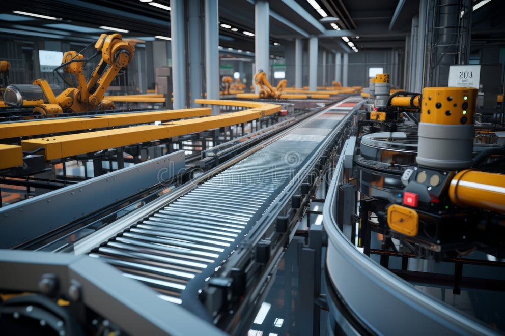 An Automated Assembly Line with Conveyor Belts Stock Illustration ...