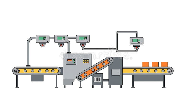 Conveyor System Processing Boxes Stock Illustrations – 505 Conveyor ...