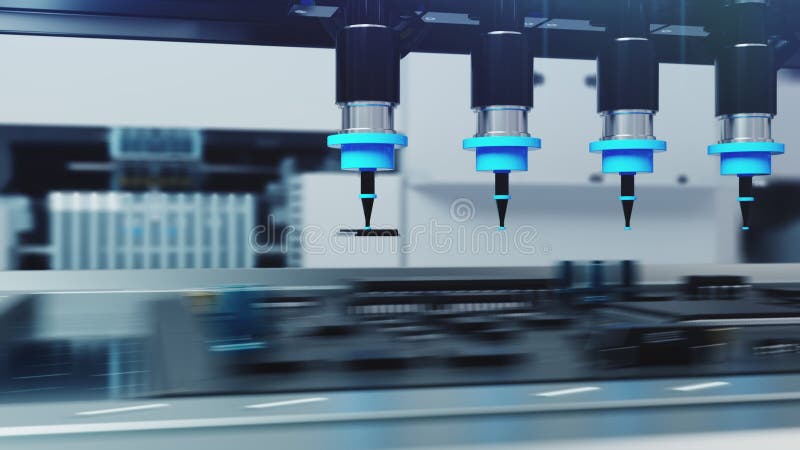 Automated Assembly Line for Microelectronics and Chip Production. Stock ...