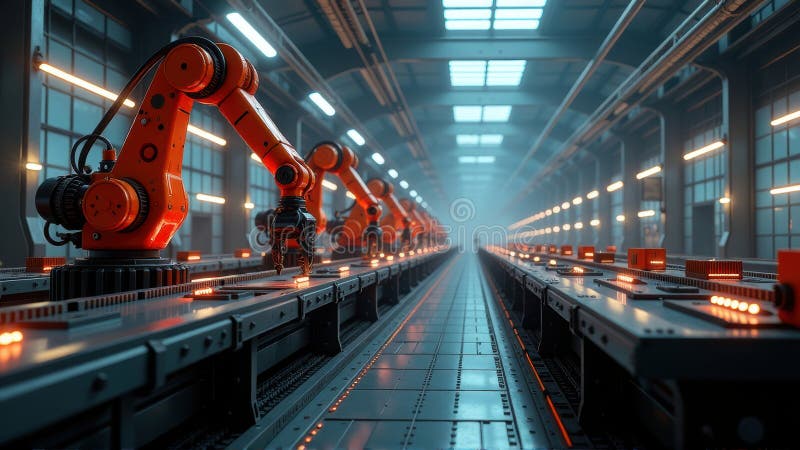 Automated Assembly Line in Modern Factory Stock Illustration ...
