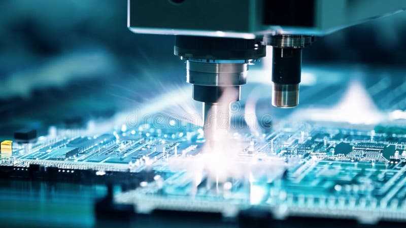 Automated Assembly Line in Semiconductor Industry, Circuit Boards ...