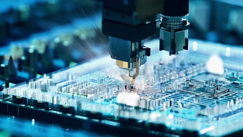Automated Assembly Line in Semiconductor Industry, Circuit Boards ...