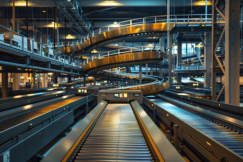 Automated Baggage Handling System in Modern Airport Stock Illustration ...