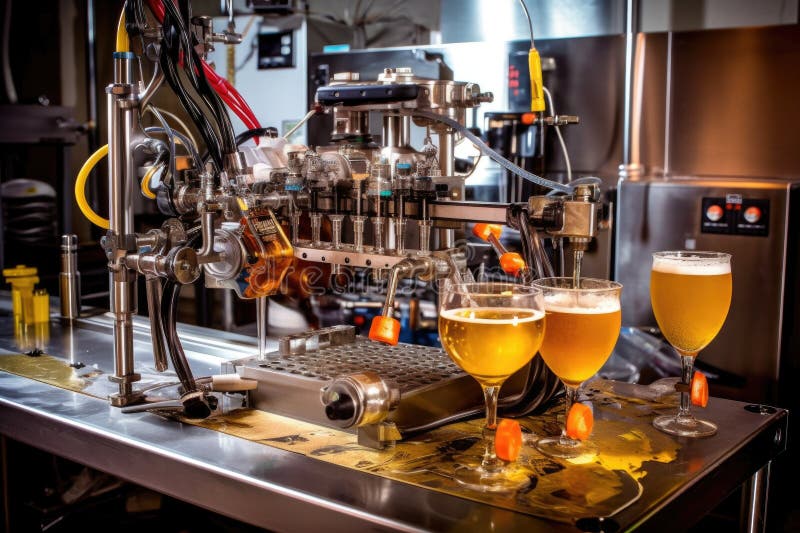 Automated Beer Filling Machine at Work Stock Illustration ...