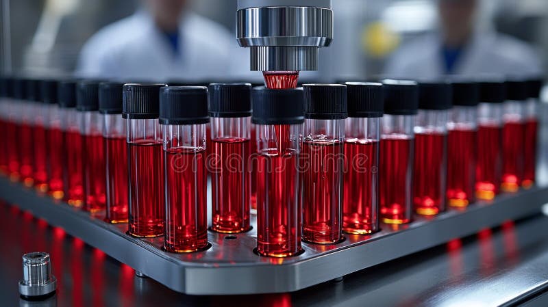 Automated Blood Analysis Machine Processes Rows of Test Tubes Filled ...