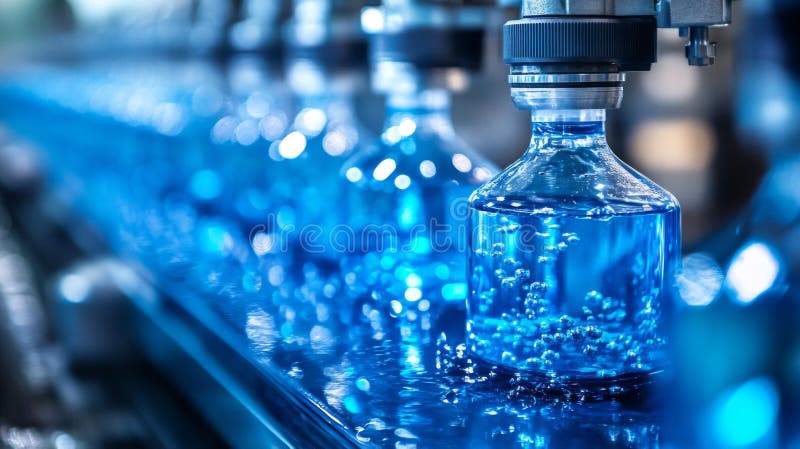 Automated Bottling Production Line in a Modern Factory Stock ...