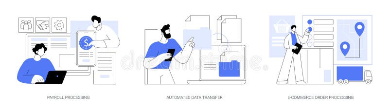 Automated Business Processes Isolated Cartoon Vector Illustrations Se ...