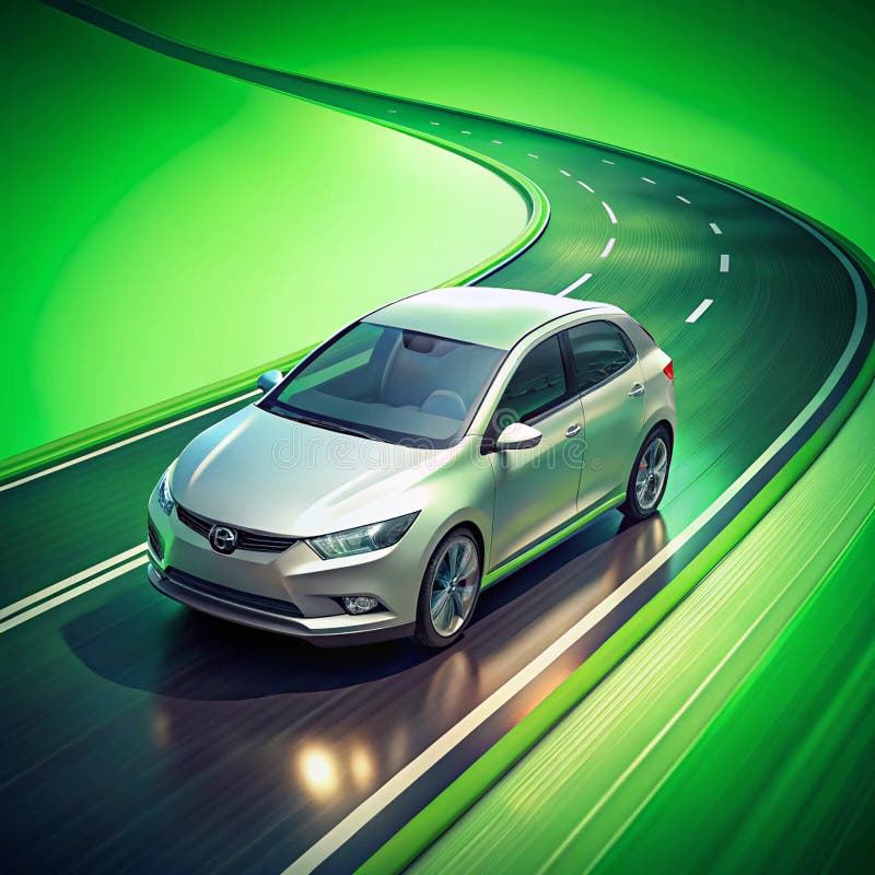 Automated Car Driving on the Road Stock Illustration - Illustration of ...