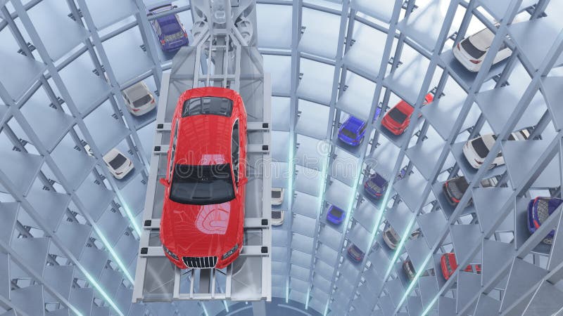 Automated Car Parking System. High Quality 4K Animation. Stock Footage ...