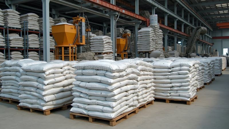 Automated Cement Bag Stacking in Production Plant Stock Illustration ...
