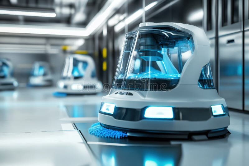 Advanced Cleaning Robots Operating in a Modern Facility during the Day ...