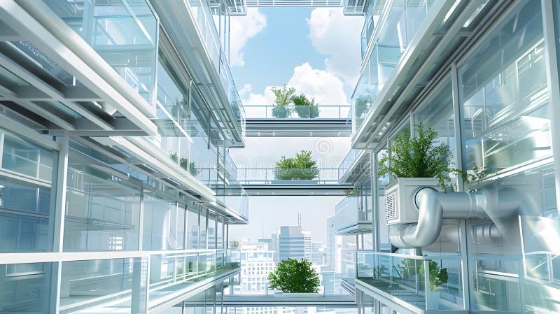 Automated Climate Control Smart Buildings Stock Illustration ...