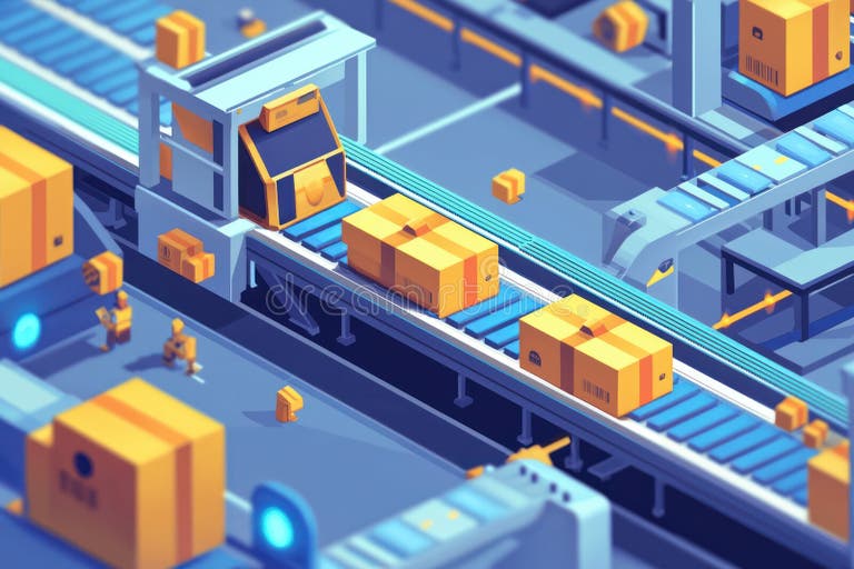 Automated Conveyor Belt with Packages, Sorting System, Logistics ...