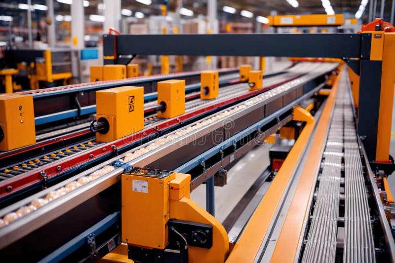 Automated Conveyor Belt Sorting Mechanism in a Logistics Center. Automatic Engineering Solution ...