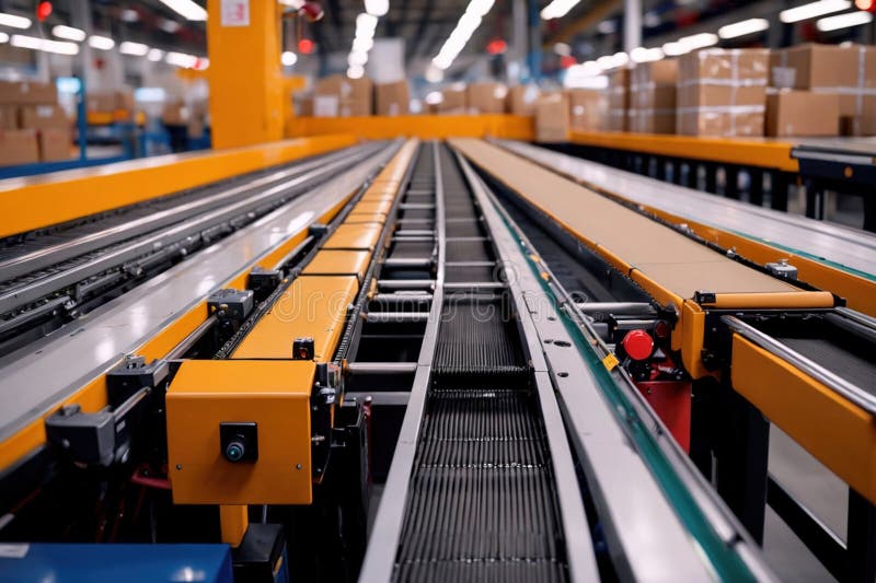 Automated Conveyor Belt Sorting Mechanism in a Logistics Center. Automatic Engineering Solution ...