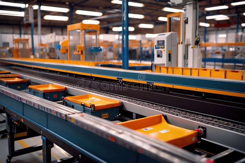 Automated Conveyor Belt Sorting Mechanism in a Logistics Center. Automatic Engineering Solution ...