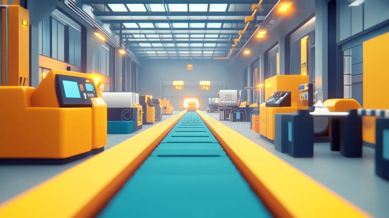 Automated Conveyor Belt System in a Modern Factory Stock Illustration ...