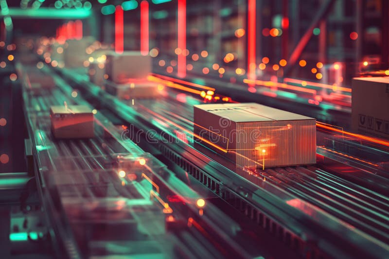 Automated Conveyor System in a High-Tech Warehouse. Stock Photo - Image ...