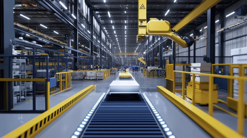 Automated Conveyor System in a Modern Factory Environment Stock ...