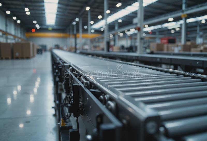 Conveyor System in a Modern Manufacturing Facility Operating Under ...