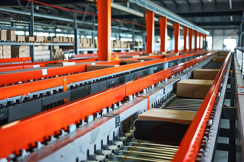 Automated Conveyor System in Modern Warehouse Facility Stock ...