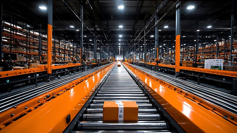 Automated Conveyor Systems Transporting Packages in Warehouse Setting ...