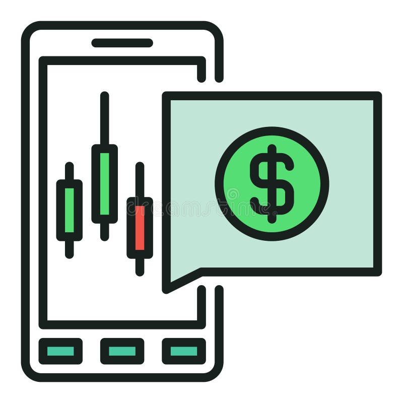 Automated Cryptocurrency Trading on Smartphone Vector Colored Icon or ...