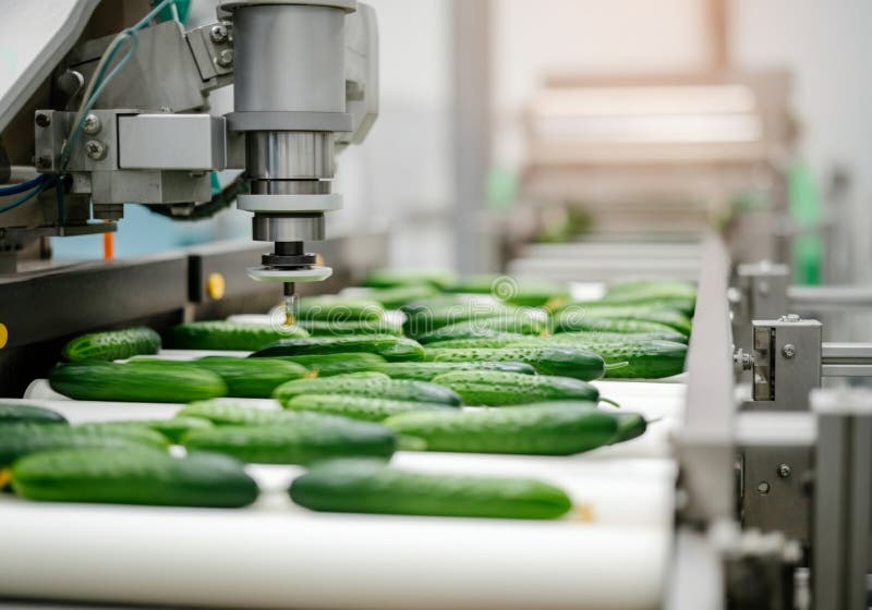 Automated Cucumber Sorting Machine in Modern Food Processing Plant Stock Image - Image of modern ...