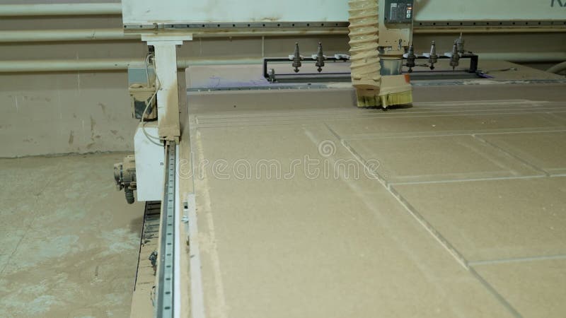 Automated Cutting Machine Creating Multiple Shapes on Wood Panel Stock ...