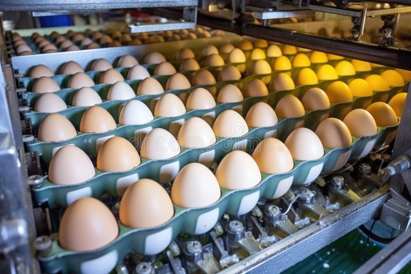 Automated Egg Checking Process in Poultry Farm Stock Photo - Image of ...