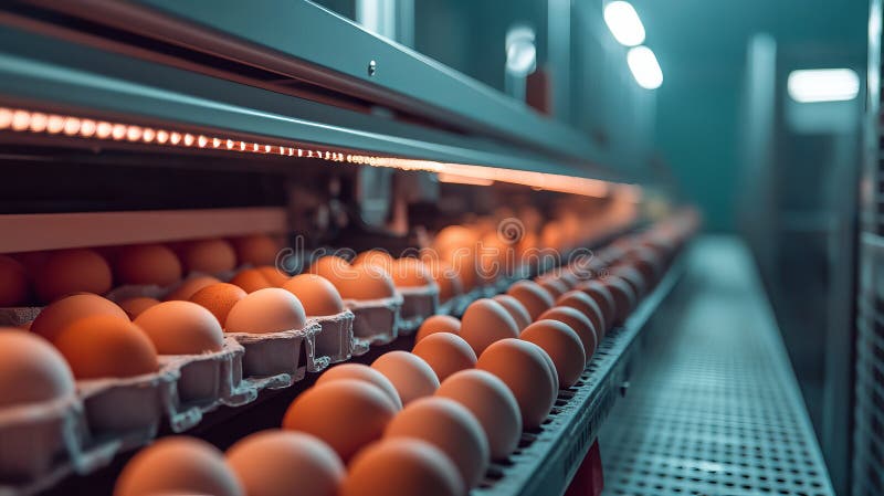 Automated Egg Collection Machine on Poultry Farm Stock Illustration ...